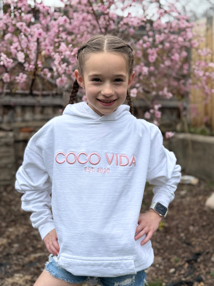 YOUTH WHITE HOODIE – Coco Vida Co